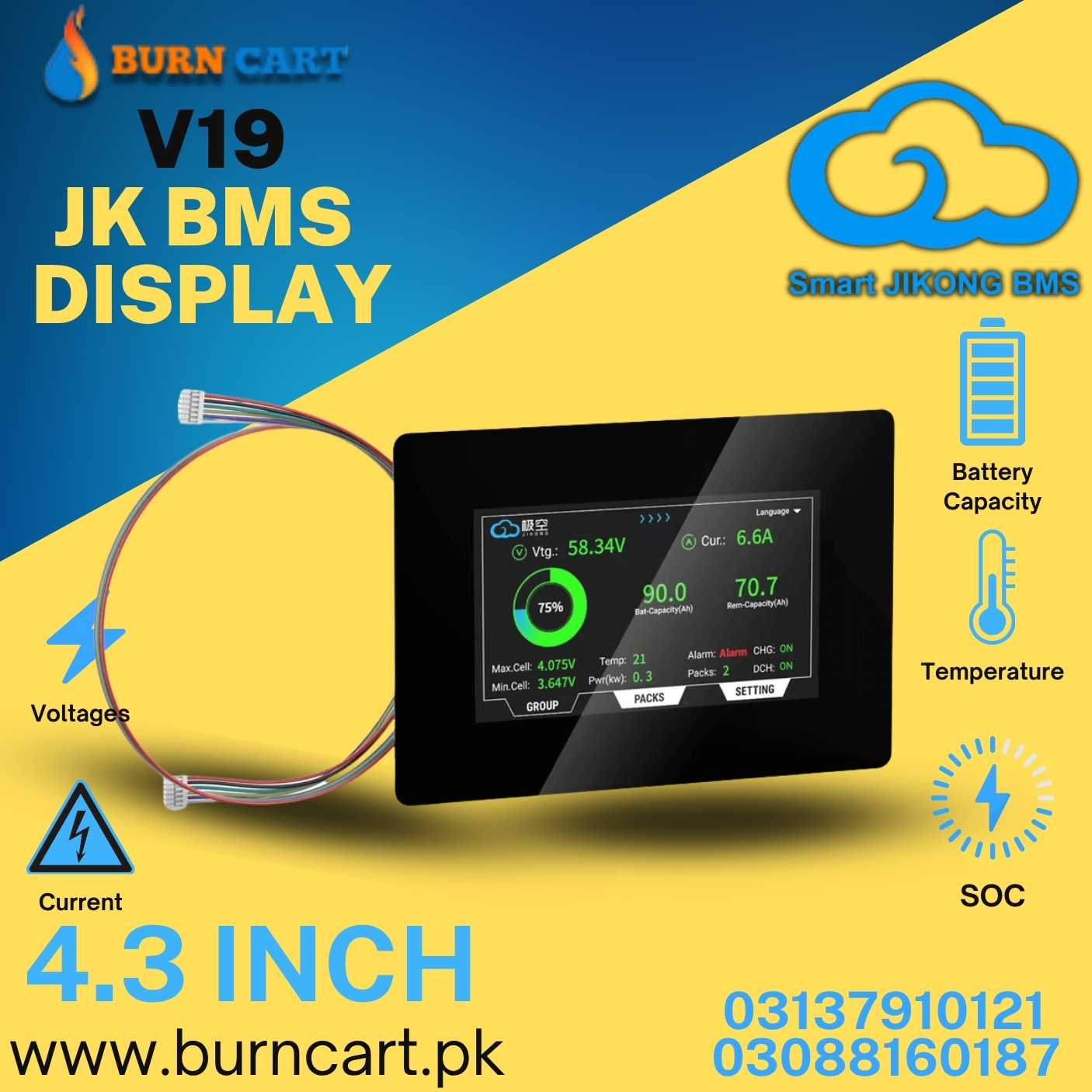 JK BMS V19 Touch LCD Display 4.3 Inch For JK Smart BMS High Quality ...