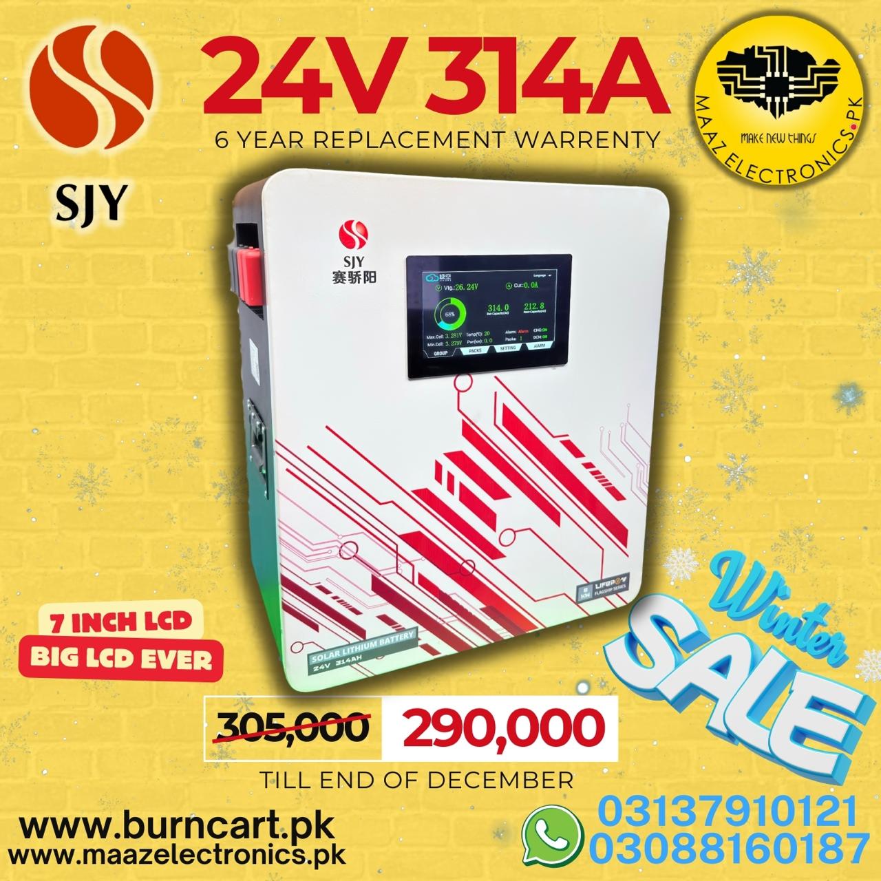 SJY 24V 314AH LiFePO4 Battery Metal Body With JK Smart BMS A+ Grade ...